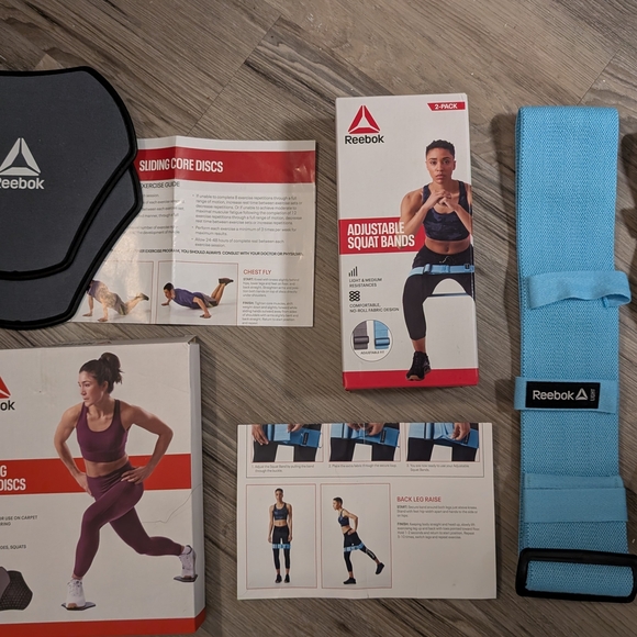 Reebok | Other | Reebok Adjustable Squat Bands And Sliding Core Discs ...